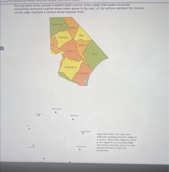 The map below shows counties in eastern South | Chegg.com