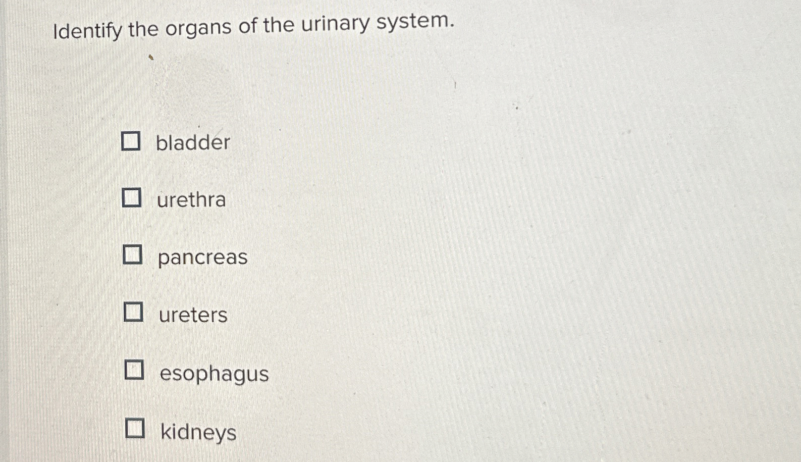 Solved Identify the organs of the urinary | Chegg.com