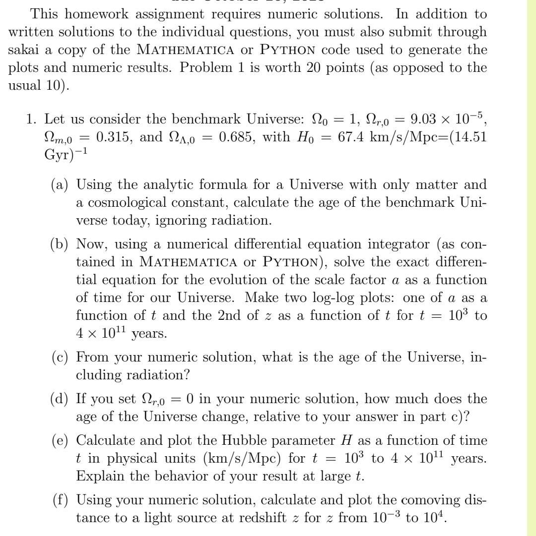 Solved This homework assignment requires numeric solutions. | Chegg.com