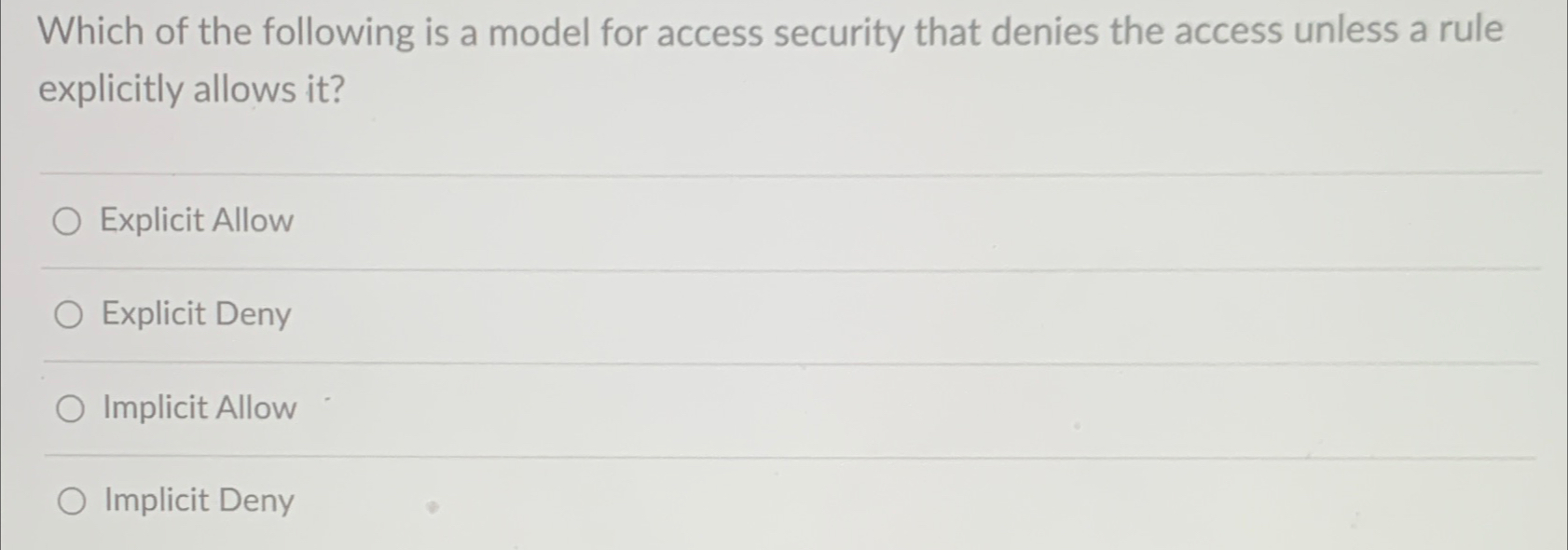 Solved Which of the following is a model for access security | Chegg.com