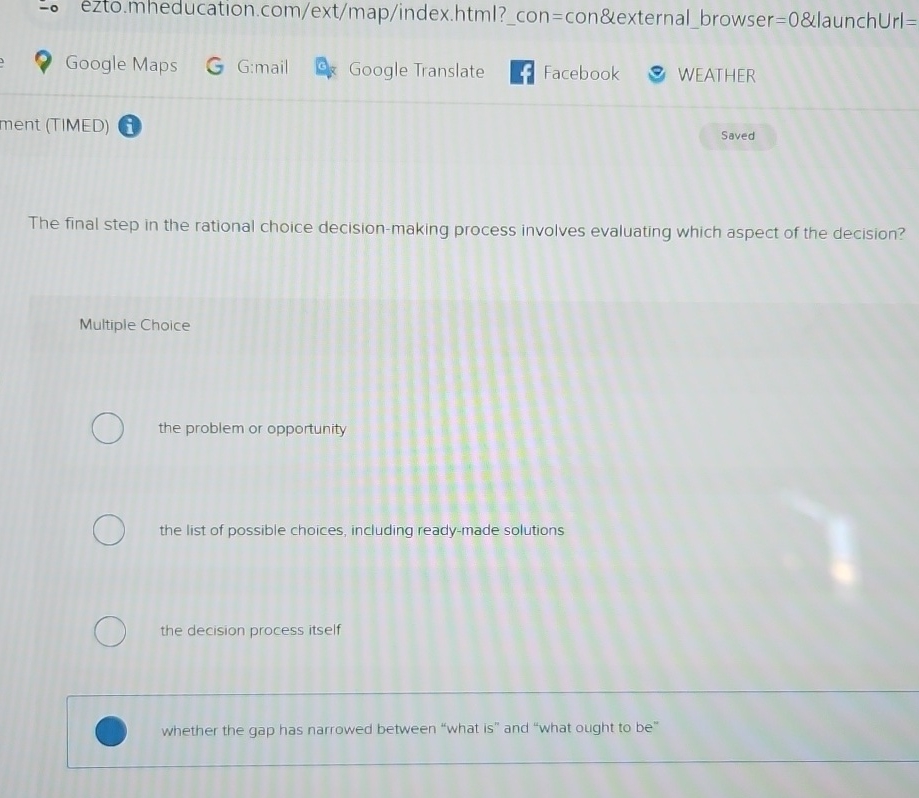 Solved The final step in the rational choice decision-making | Chegg.com