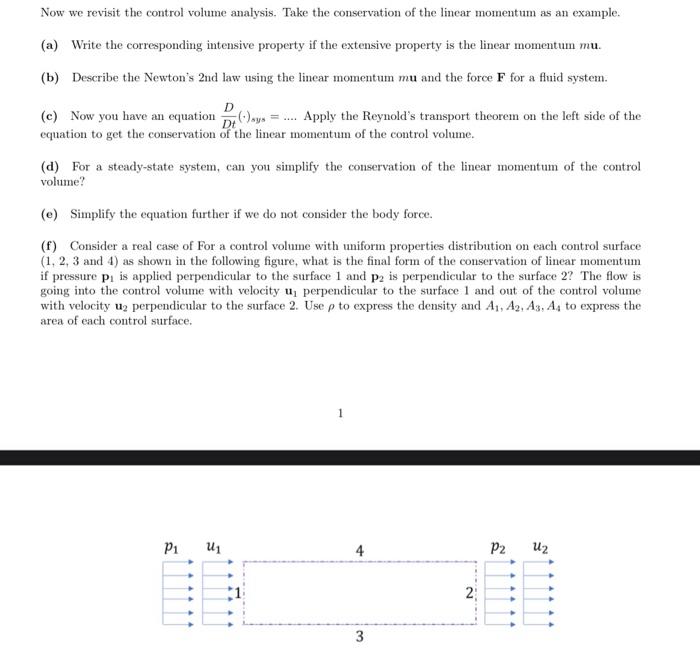 Solved Now we revisit the control volume analysis. Take the | Chegg.com