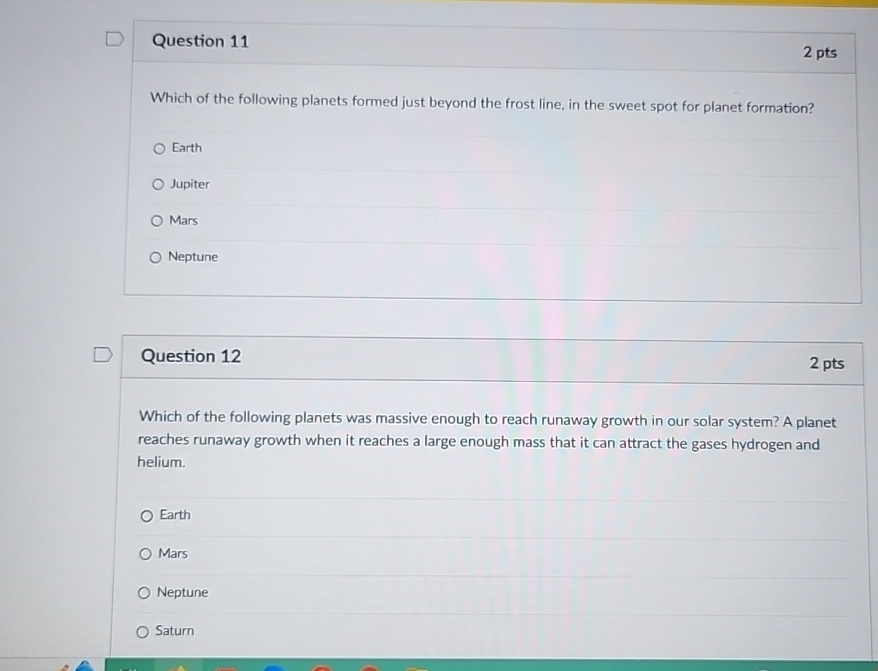 Solved Question 11 2pts Which of the following planets | Chegg.com