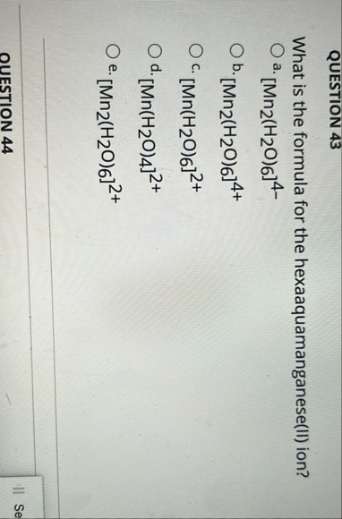 Solved QUESTION 43What is the formula for the | Chegg.com