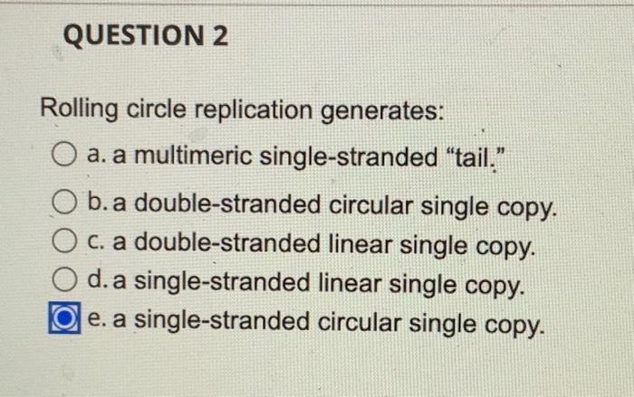 Solved Rolling circle replication generates: a. a multimeric | Chegg.com