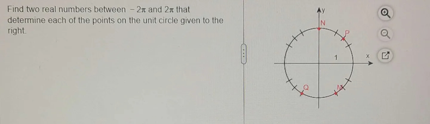 Solved Find two real numbers between -2π ﻿and 2π | Chegg.com