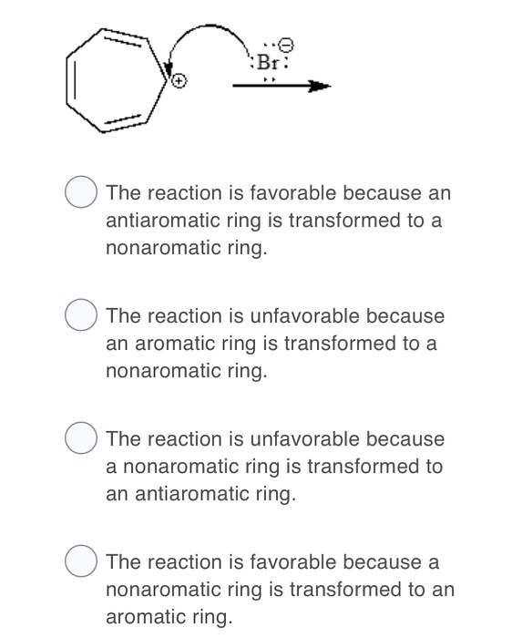 Solved Br. The reaction is favorable because an antiaromatic | Chegg.com