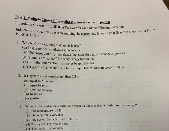 Solved Part 1: Multiple Choice (10 questions: 2 points each | Chegg.com
