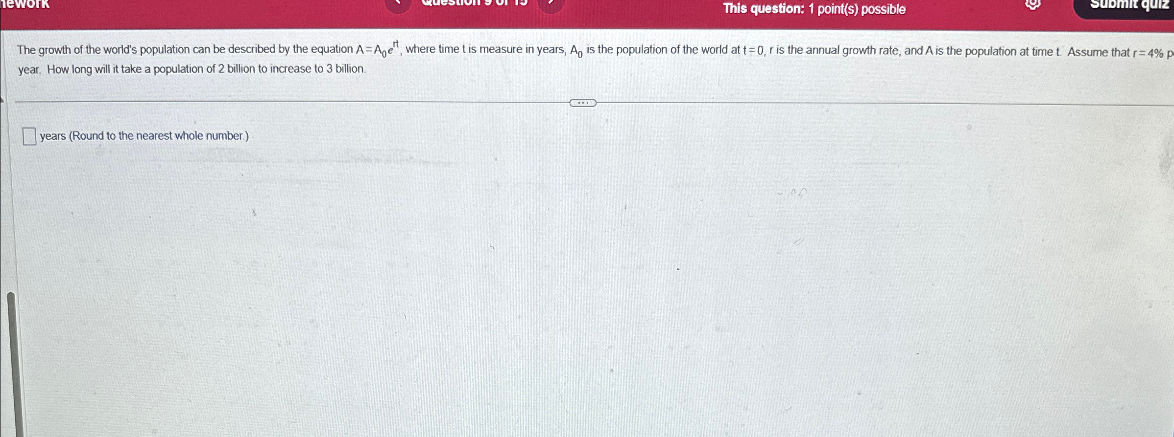 Solved This question: 1 ﻿point(s) ﻿possibleThe growth of the | Chegg.com