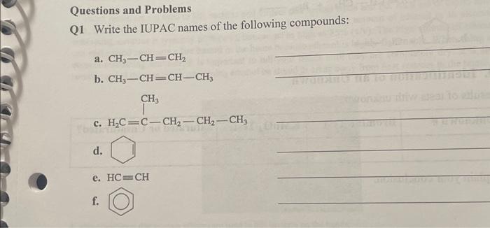 Solved Questions and Problems Q1 Write the IUPAC names of | Chegg.com
