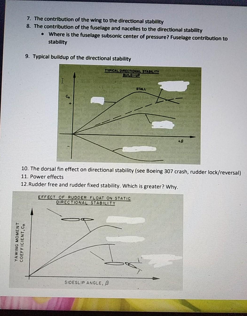 Solved 7. The contribution of the wing to the directional | Chegg.com