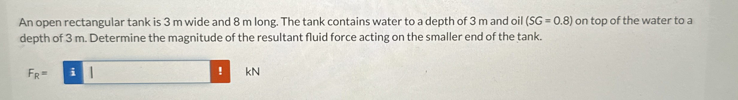 Solved An open rectangular tank is 3 ﻿m wide and 8 ﻿m long. | Chegg.com