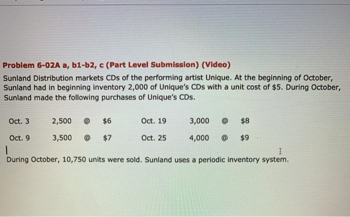 Solved Problem 6-02A a, b1-b2, c (Part Level Submission) | Chegg.com