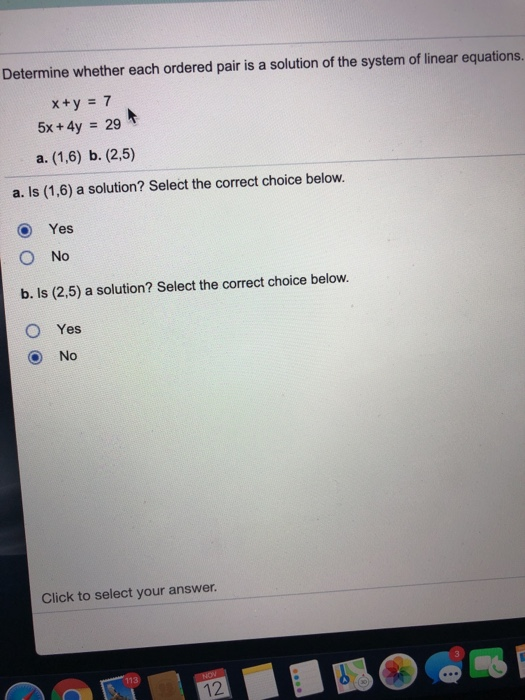 Solved Determine whether each ordered pair is a solution of | Chegg.com