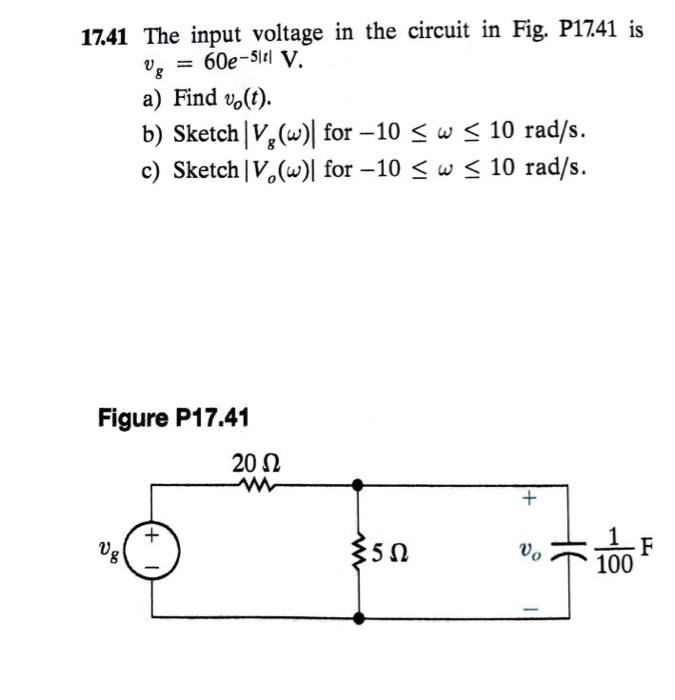 Solved 17.41 The input voltage in the circuit in Fig. P1741 | Chegg.com