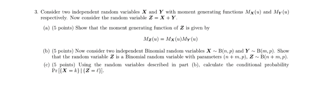 Solved 3. Consider two independent random variables X and Y | Chegg.com