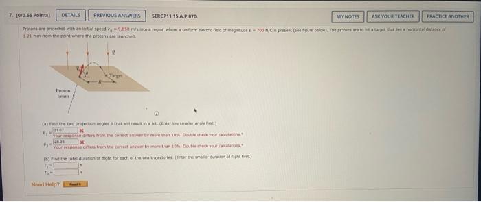 Solved protons are projected with an initial speed vo | Chegg.com