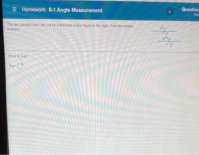 Solved = Homework: 8-1 Angle Measurement Quest In the figure | Chegg.com
