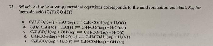 Solved 21. Which of the following chemical equations | Chegg.com