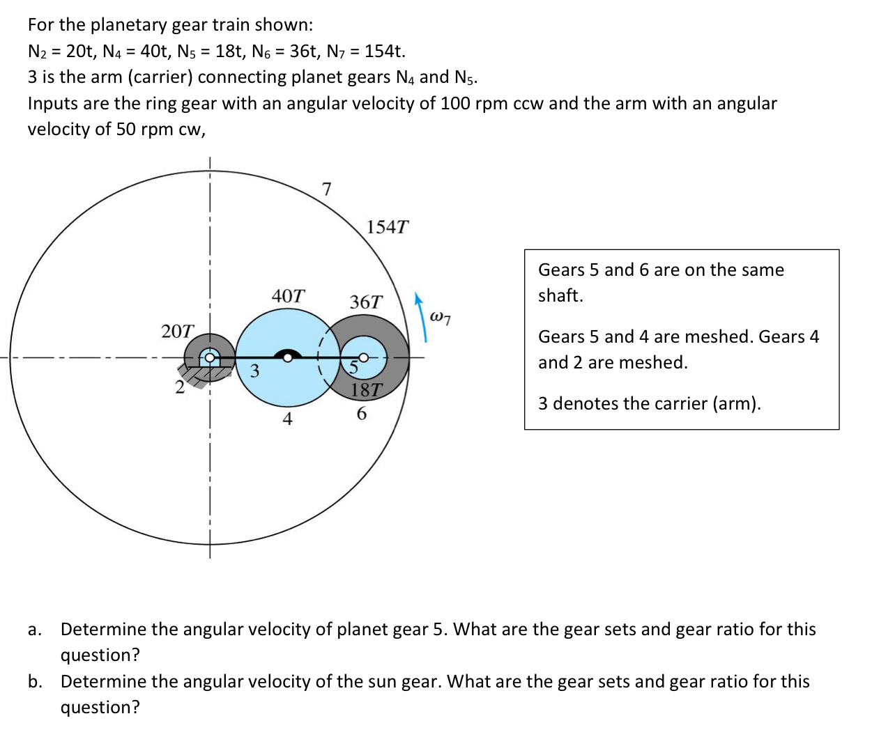 Solved For the planetary gear train | Chegg.com