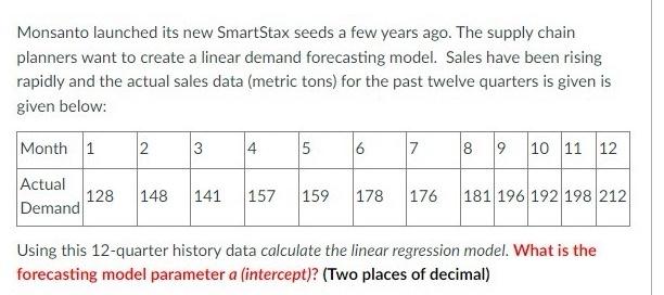 Solved Monsanto launched its new SmartStax seeds a few years | Chegg.com
