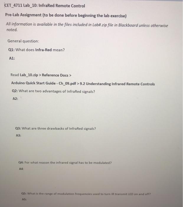 Solved CET_4711 Lab_10: InfraRed Remote Control Pre-Lab | Chegg.com