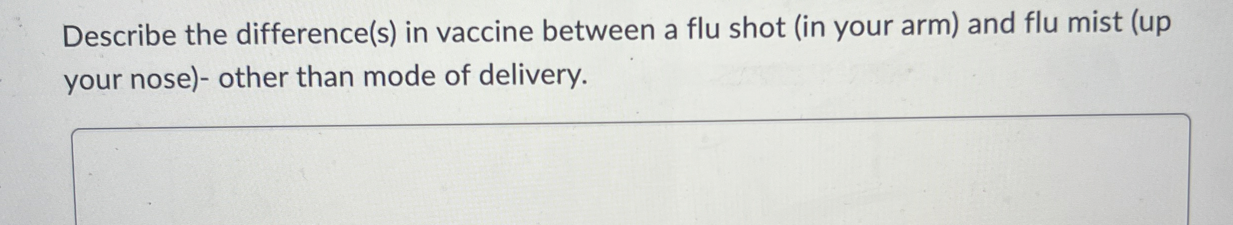Solved Describe the difference(s) ﻿in vaccine between a flu | Chegg.com