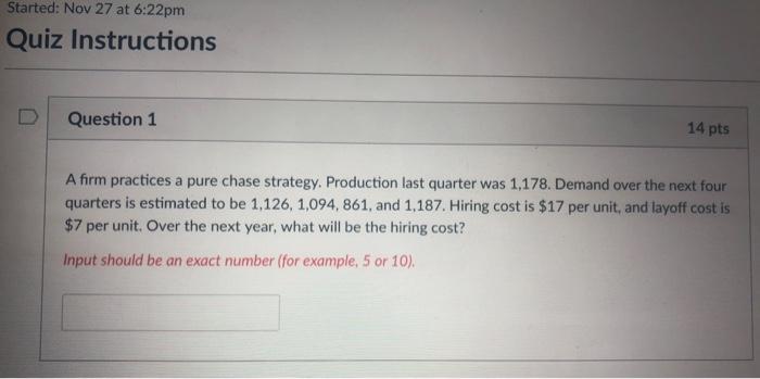 Solved A firm practices a pure chase strategy. Production | Chegg.com