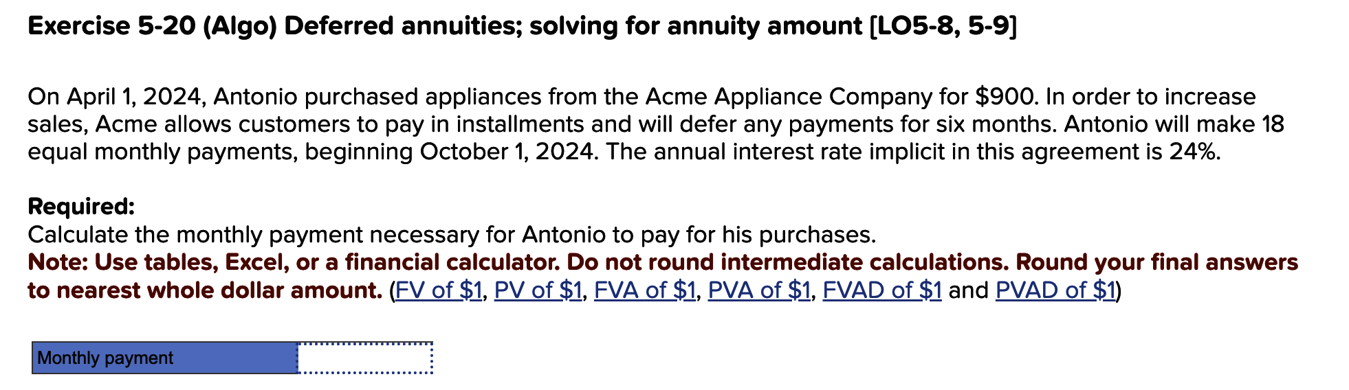 Solved Exercise 5-20 (Algo) ﻿Deferred annuities; solving for | Chegg.com