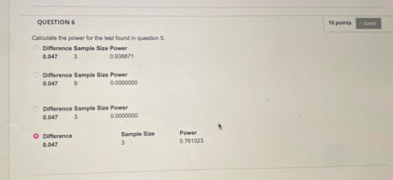 QUESTION 610 ﻿pointsCalculate the power for the test | Chegg.com