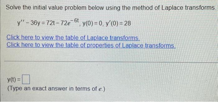 Solved Solve the initial value problem below using the | Chegg.com