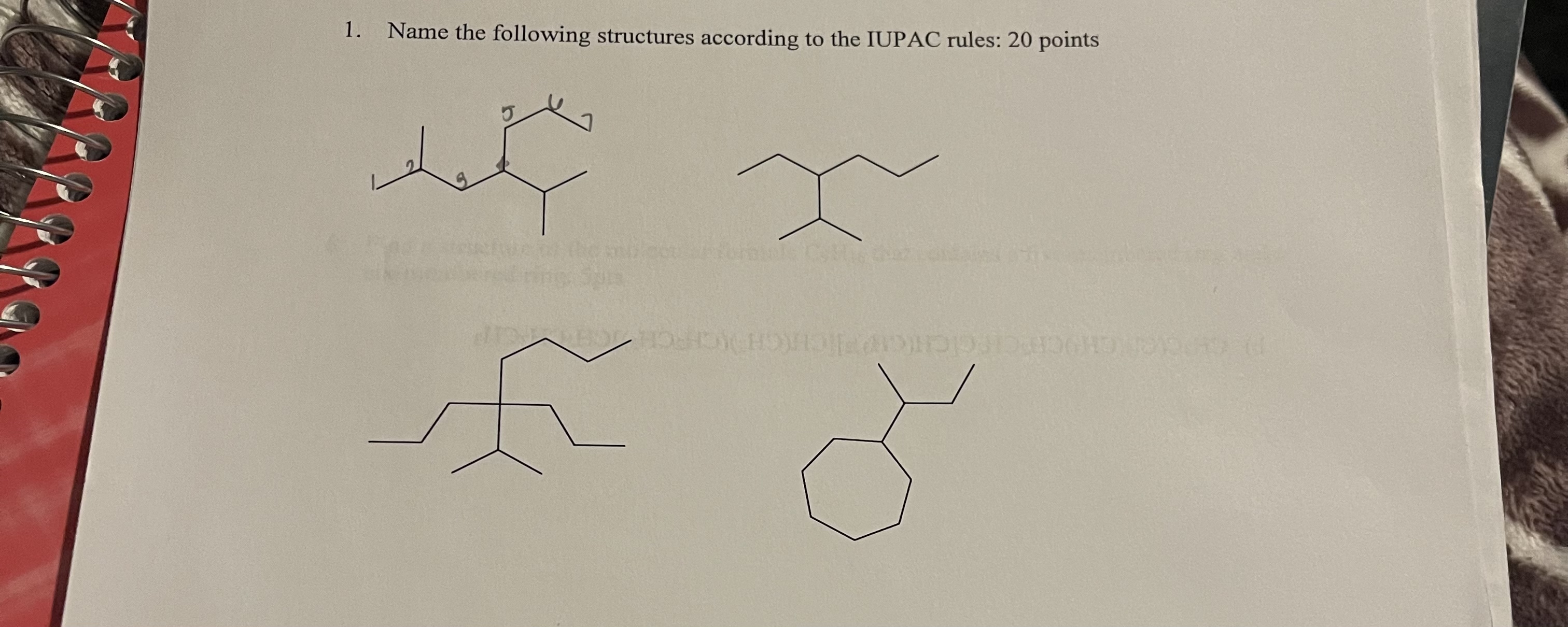 Solved Name the following structures according to the IUPAC | Chegg.com