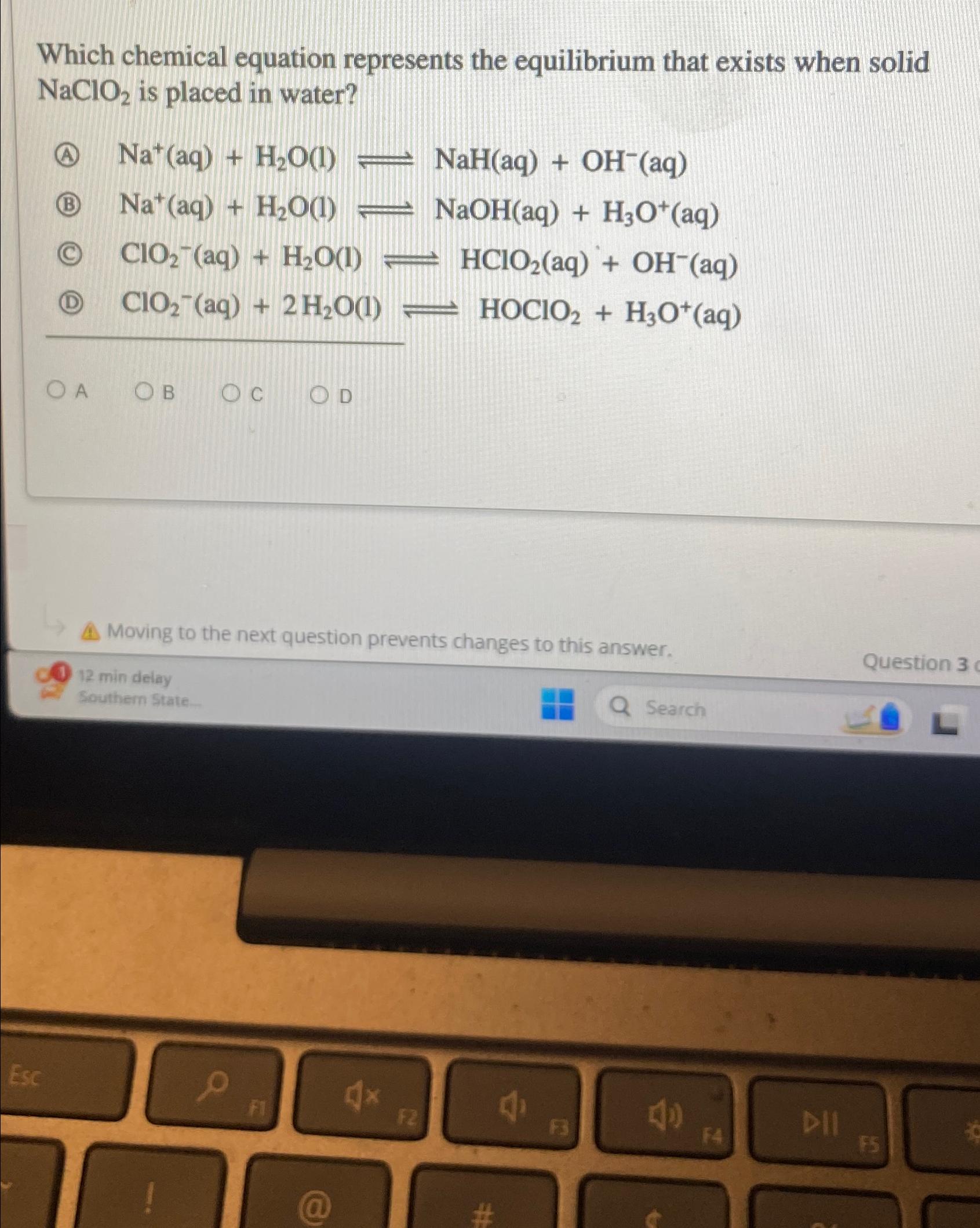 Solved Which chemical equation represents the equilibrium | Chegg.com
