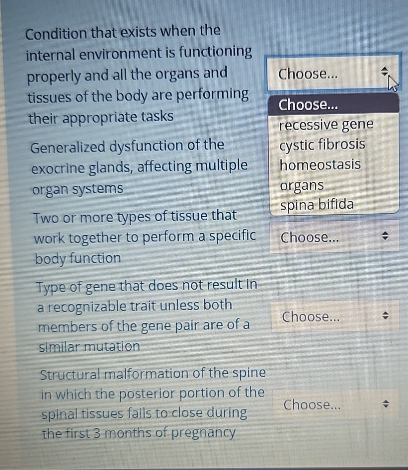 Solved Condition that exists when the internal environment | Chegg.com