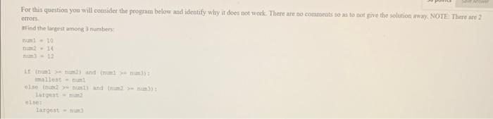 Solved For this question you will consider the program below | Chegg.com