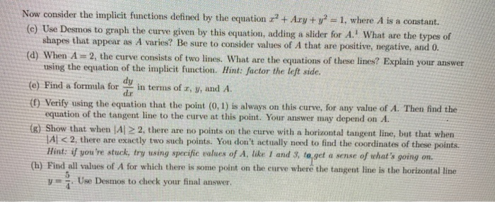 Solved Now Consider The Implicit Functions Defined By The 9202