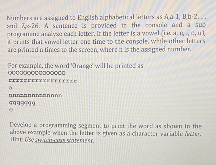 Solved Numbers are assigned to English alphabetical letters | Chegg.com