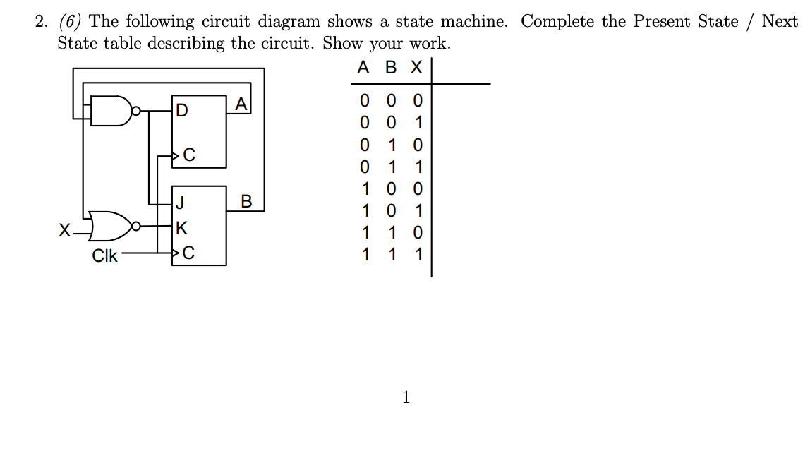 Solved (6) ﻿The following circuit diagram shows a state | Chegg.com