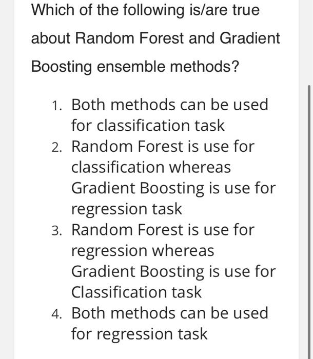 Solved Which of the following is/are true about Random | Chegg.com