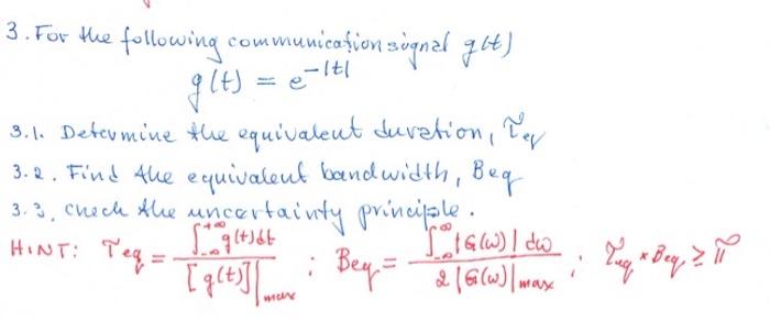 Solved 3. For the following communicaşvon sognal qut) glt) | Chegg.com