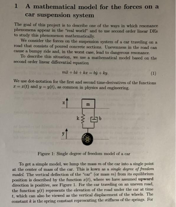 Solved A mathematical model for the forces on a car | Chegg.com