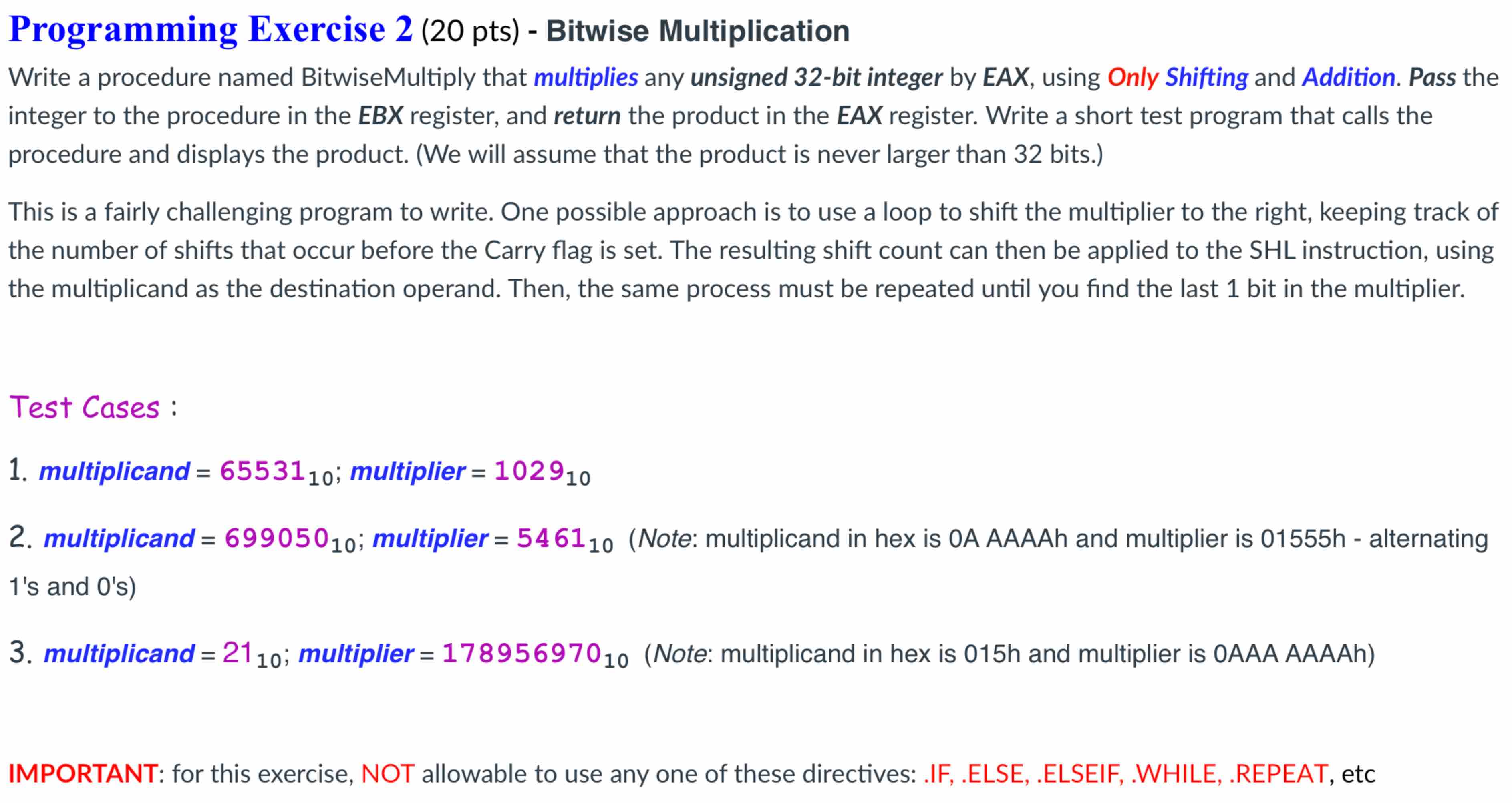 Solved Programming Exercise 2 (20 pts) - Bitwise | Chegg.com Solved Programming Exercise 2 (20 pts) - Bitwise | Chegg.com