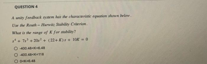 Solved A unity feedback system has the characteristic | Chegg.com