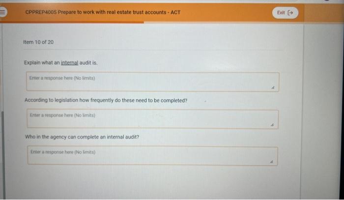 Solved CPPREP4005 Prepare to work with real estate trust | Chegg.com