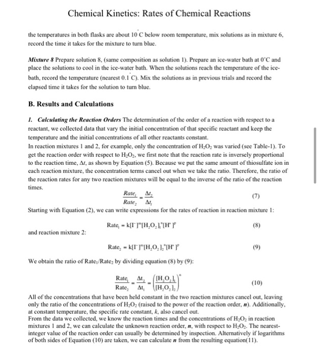 1. (a) Calculate the reaction rate ratio for reaction | Chegg.com