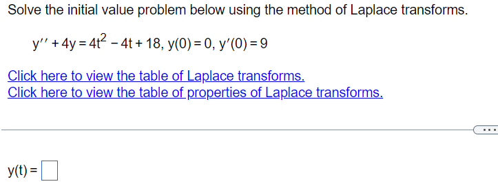 Solved Solve the initial value problem below using the | Chegg.com