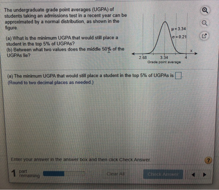 Solved The undergraduate grade point averages (UGPA) of | Chegg.com