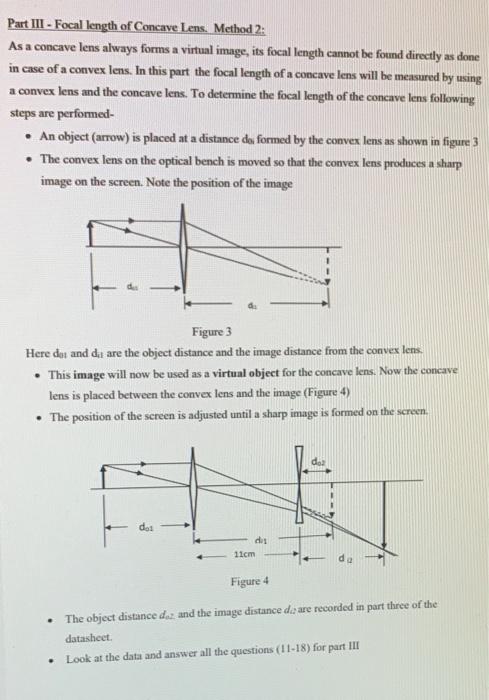 Solved Part III - Focal length of Concave Lens, Method 1: | Chegg.com