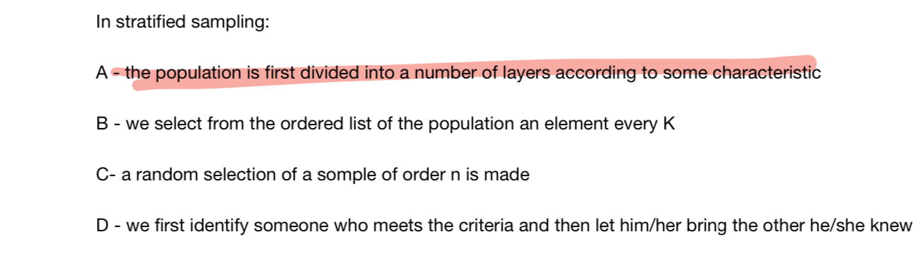 Solved In stratified sampling:A - ﻿the population is first | Chegg.com