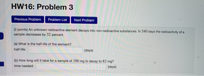 Solved HW16: Problem 3 Previous Problem Problem List Next | Chegg.com